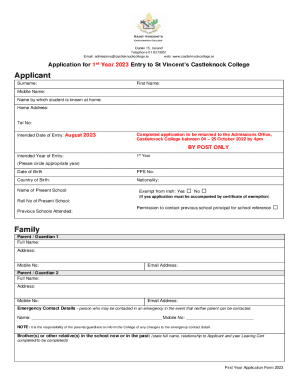 Fillable Online Castleknock College, Dublin Fingal 15 on ... Fax Email ...
