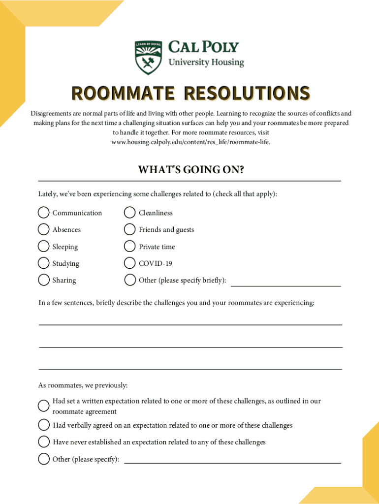 Fillable Online Roommate Agreement 1.0 Fax Email Print - pdfFiller
