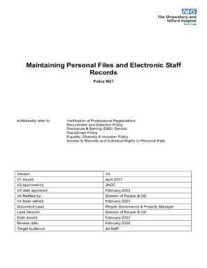 Fillable Online Maintaining Personal Files and Electronic Staff Records ...