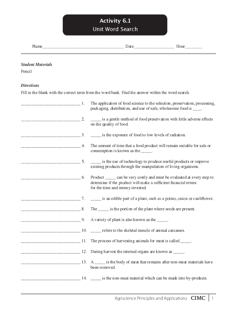 Fillable Online ag-ii-agriscience-principles-activities-unit-6-fillable ...