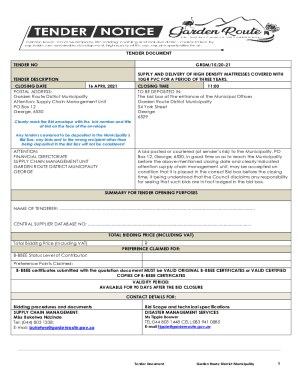 Fillable Online TENDER DOCUMENT TENDER NO GRDM/15/20-21 ... Fax Email ...