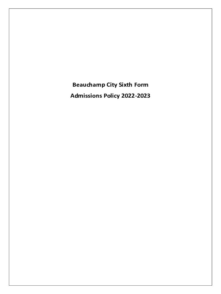 Fillable Online Admissions - Beauchamp City Sixth Form Fax Email Print - pdfFiller