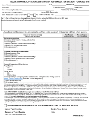 Fillable Online request for health services/section 504 accommodations ...
