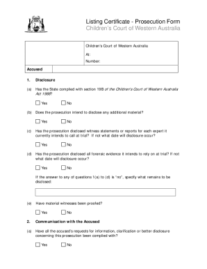 Fillable Online Listing Certificate - Prosecution Form Fax Email Print ...