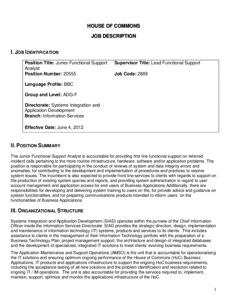 Fillable Online Job Template: Functional Specialist P4: Level Standards ...