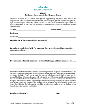 Fillable Online HR-47 Religious Accommodation Request Form Arkansas ...