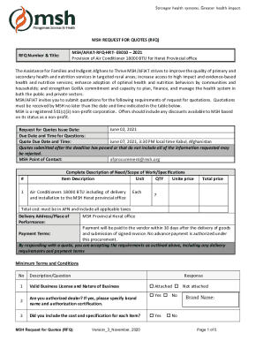 Fillable Online msh request for quotes (rfq) Fax Email Print - pdfFiller
