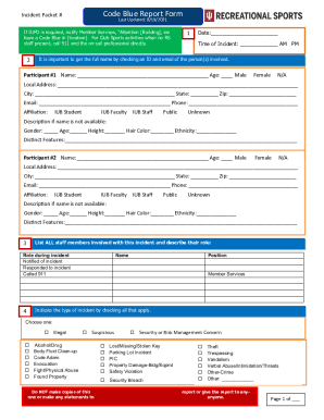 Fillable Online recsports indiana Code Blue Report Form Fax Email Print ...