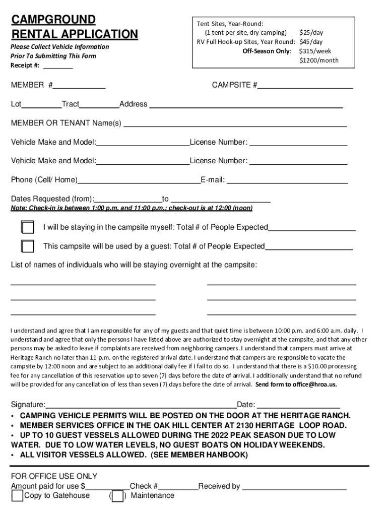 Fillable Online What are the rules for each camping and parking pass type? Fax Email Print ...