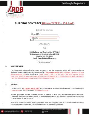 Fillable Online BUILDING CONTRACT (House TYPE E151.1m2) Fax Email Print ...