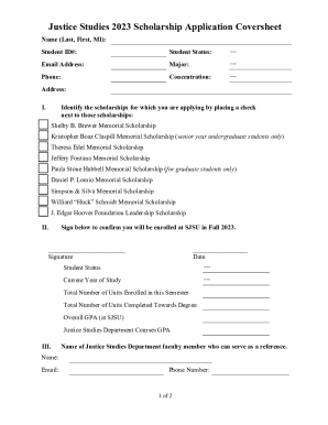 Fillable Online 2023 Scholarship Application Cover Sheet Fax Email ...
