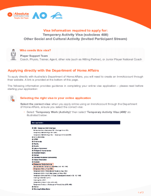 Fillable Online 2. Player Support Team - Temporary Activity Visa ...