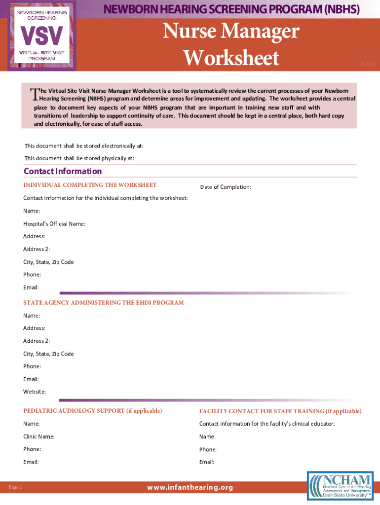 Fillable Online Hearing Screening in the Well-Baby Nursery Fax Email ...