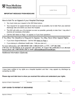 Fillable Online An Important Message From Medicare About Your Rights ...