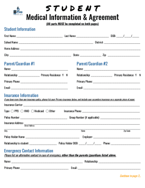 Fillable Online Student Medical Information Form Template Fax Email Print - pdfFiller