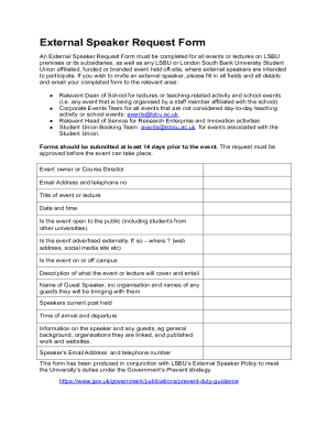 Fillable Online External Speaker Request Form.docx Fax Email Print ...