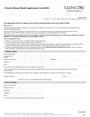 Fillable Online Chronic Illness Benefit application form 2023 ...