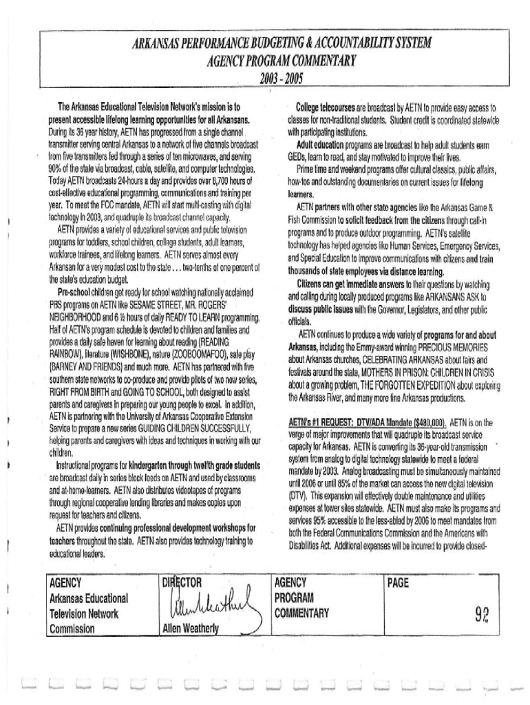 Fillable Online Making Arkansas' State Government Performance Driven ... Fax Email Print - pdfFiller