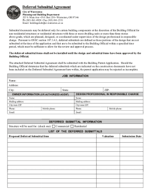 Fillable Online Deferred Submittal Agreement - City of Warrenton Fax ...