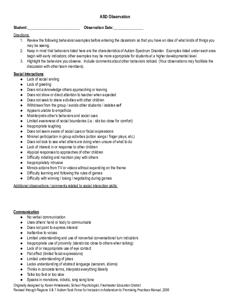 Fillable Online Supporting a Child With Autism in the ClassroomA How To ...