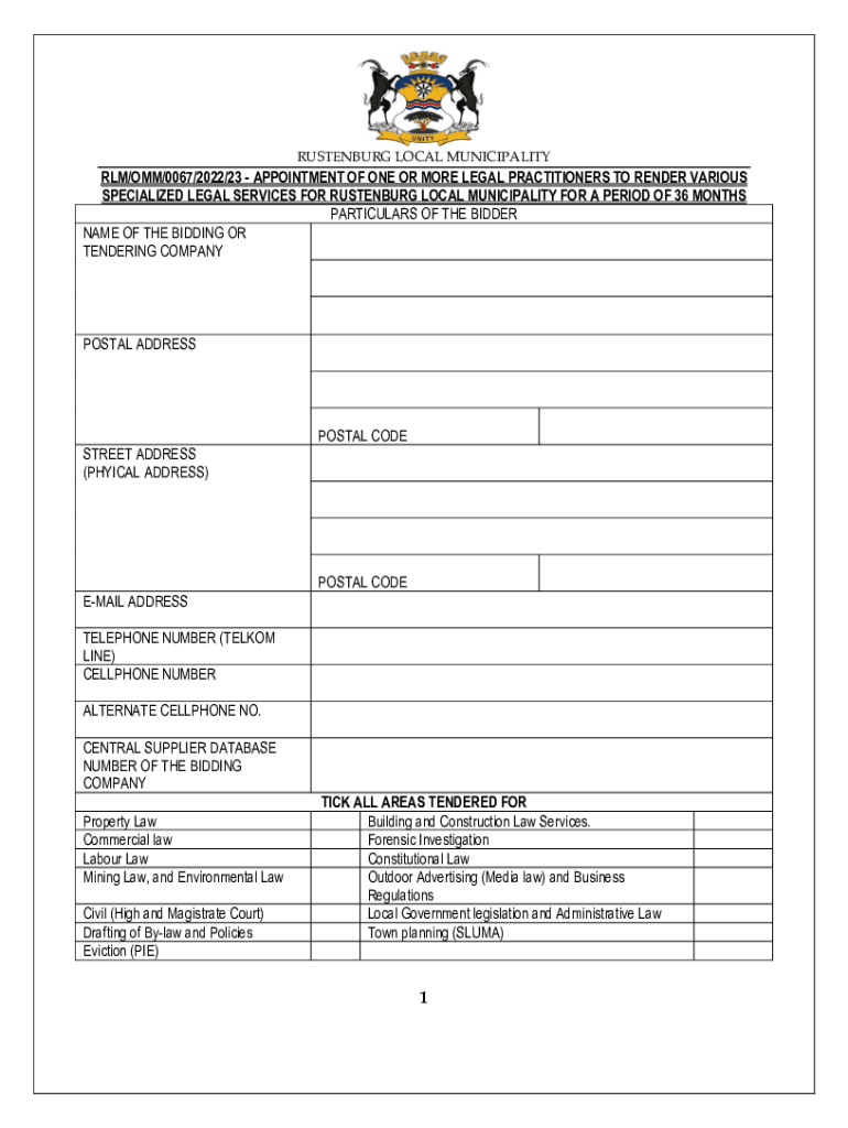 Fillable Online Rustenburg local municipality legal tender Fax Email ...