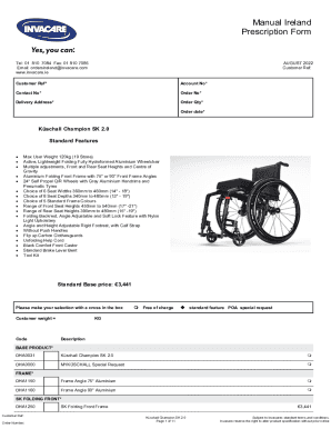 Fillable Online Scooters Invacare Ireland Prescription Form Fax Email ...