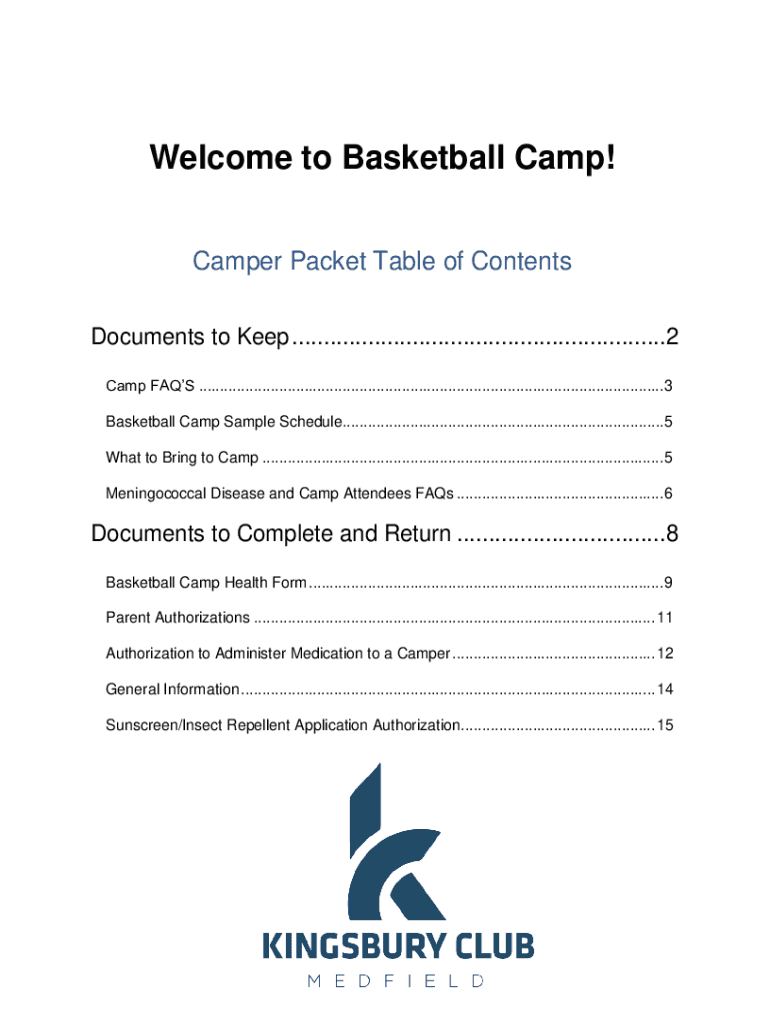Fillable Online Basketball Camp Packing Checklist: Pack Like A Pro Fax ...