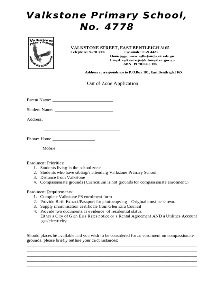 Valkstone Primary School, No 4778 Doc Template | pdfFiller