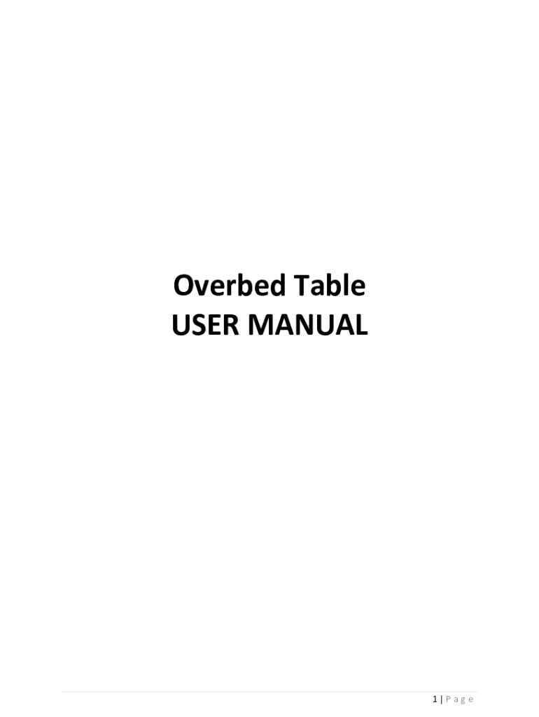 Fillable Online Tru-Fit Overbed Table Operations/Maintenance Manual Fax ...
