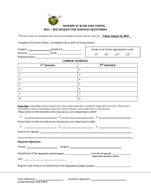 Fillable Online Request for a Schedule Change Fax Email Print - pdfFiller