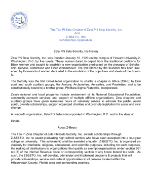 Fillable Online The Tau Pi Zeta Chapter of Zeta Phi Beta Sorority, Inc ...