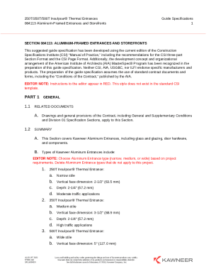 IR 500/501 Framing System Guide Specifications 084113 ... Doc Template | pdfFiller