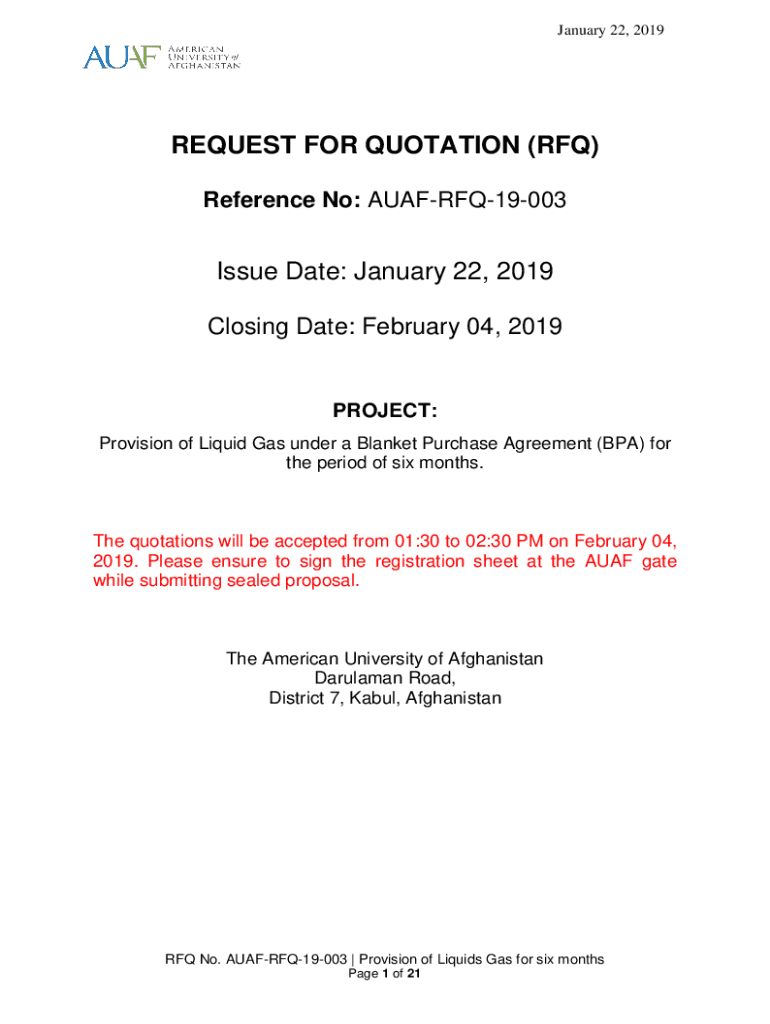 Fillable Online Request for Quotation (RFQ) for Establishment of a ...