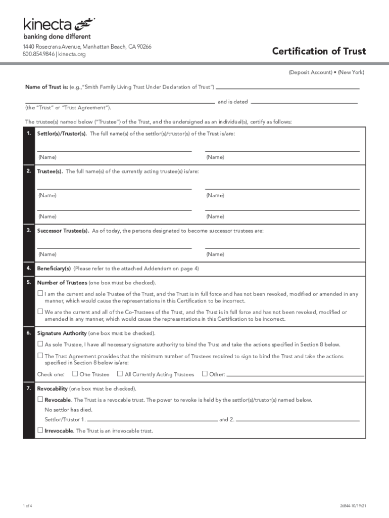 Fillable Online Certification Of Trust Form. Legal Fax Email Print ...