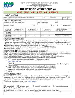 Fillable Online Alternative / Noise Mitigation Plan Contact Sheet Fax ...