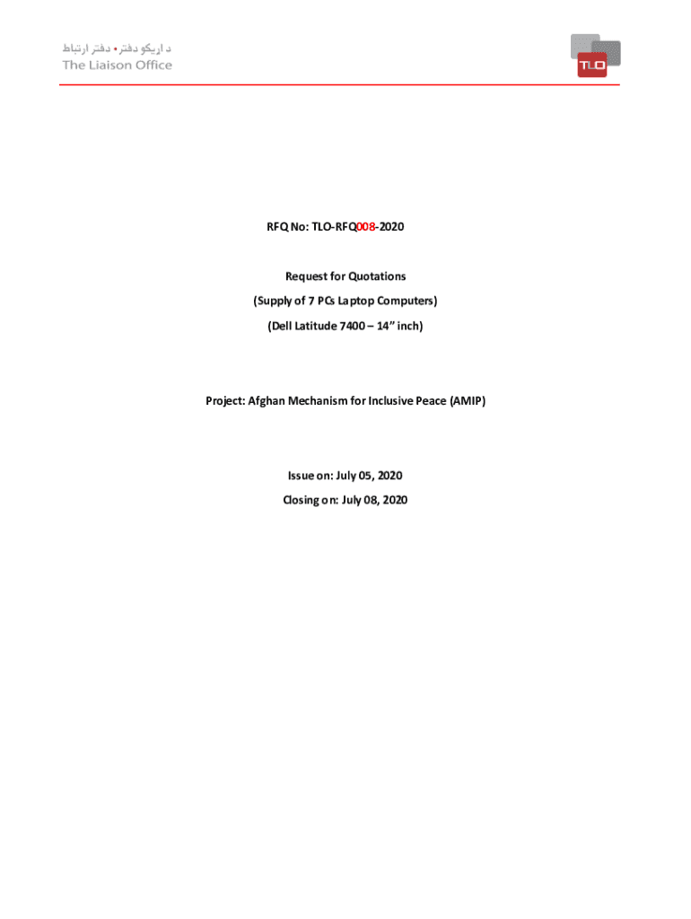 Fillable Online Request for Proposal (RFP) for Delivery of Dell PCs and ...