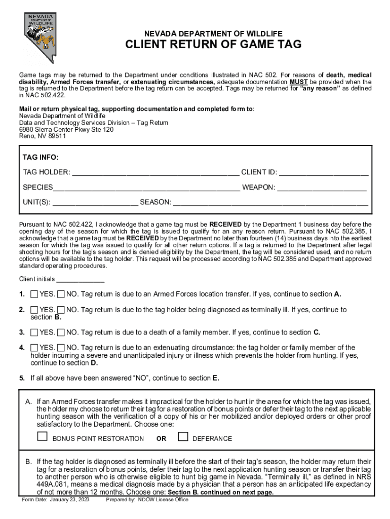 Fillable Online Return-of-Tag-Form-Extenuating-Circumstances- ... Fax ...