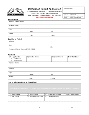 Fillable Online Demolition Permit Requirements and Application Fax Email Print - pdfFiller