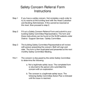Fillable Online Safety Concern Referral Form Instructions Fax Email ...