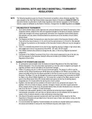 Fillable Online Ohio High School Athletic Association Tournament ...