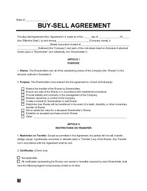 Fillable Online Free Buy Sell Agreement Template. Buy Sell Agreement ...