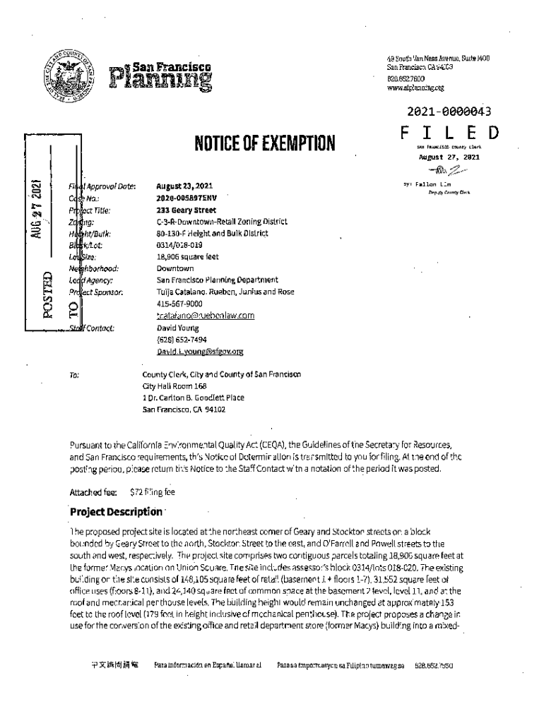 Fillable Online San Francisco Planning Department - Email Format Fax ...