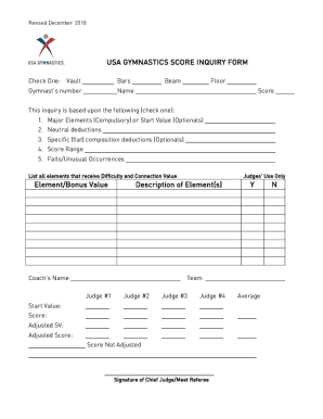 Fillable Online USA GYMNASTICS SCORE INQUIRY FORM Fax Email Print ...