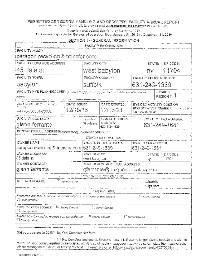 Fillable Online Permitted Construction and Demolition Debris Handling ... Fax Email Print ...