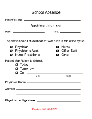 Fillable Online School Absence Form. Personal Use Fax Email Print ...