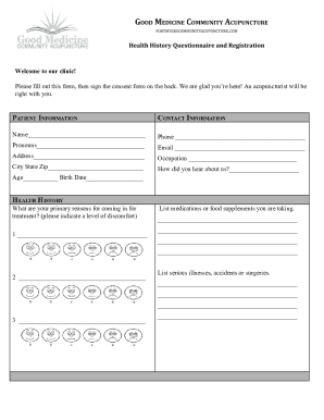 Fillable Online Welcome to our clinic! Please fill out this form, then ...