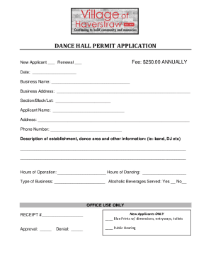 Fillable Online DANCE HALL PERMIT APPLICATION Fax Email Print - pdfFiller