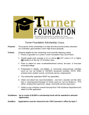 Fillable Online Turner Foundation Scholarship Application Form Revised ...