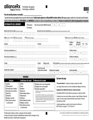Completable En línea Home Delivery Registration Form AllianceRx ...