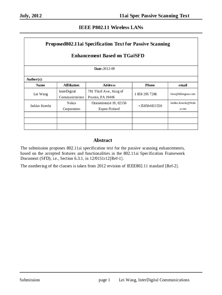 11ai Spec Passive Scanning Text. Submission - mentor ieee Doc Template ...